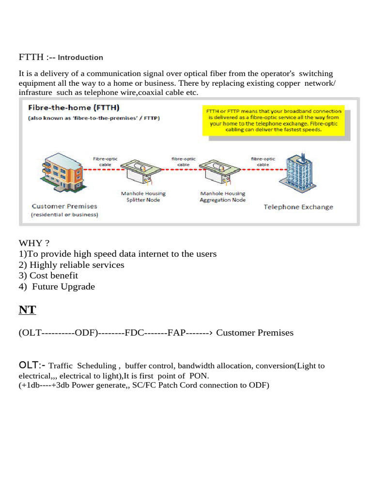 FTTH Overview: Components & Benefits | PDF | Fiber To The X | Optical Fiber