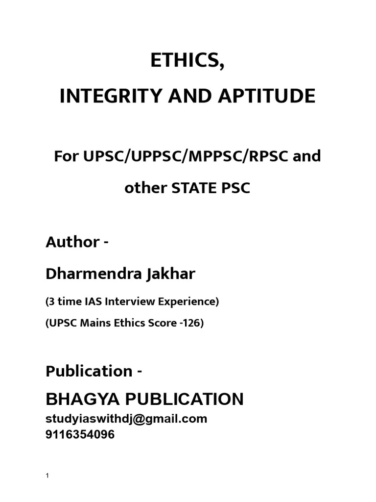 Ethics and Integrity for Civil Services | PDF | Attitude (Psychology ...