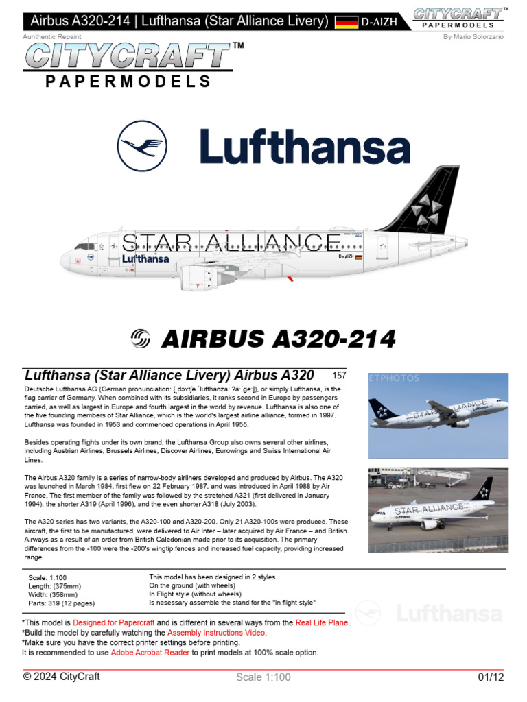 Lufthansa A320 Star Alliance Model | PDF | Airlines | Airliner
