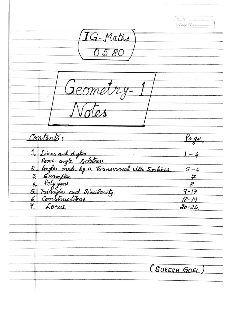 Ig 0580 Geometry 1 Notes | PDF