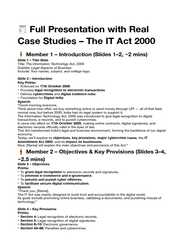 IT Act 2000: Legal Framework for Digital India | PDF | Cybercrime ...