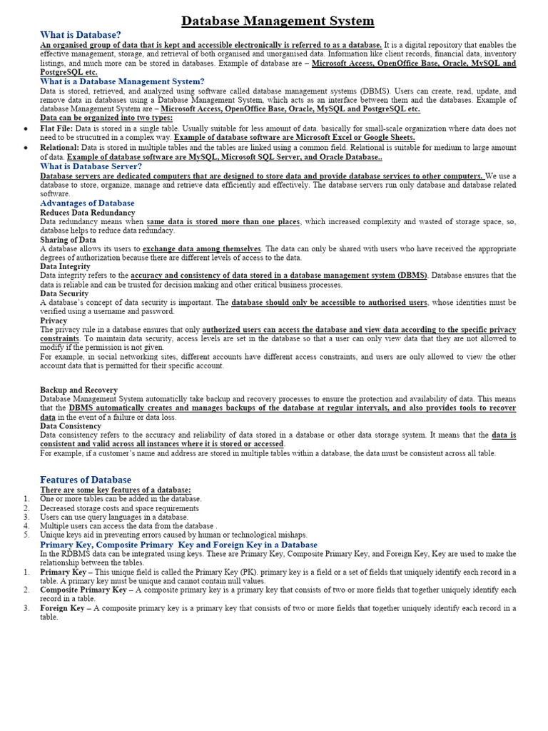 Database Management System NOTES-10 | PDF | Databases | Relational Database