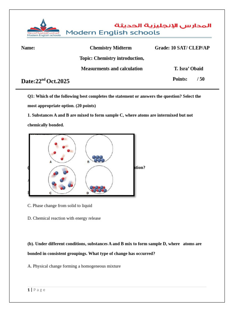 Midterm Exam 10 | PDF | Chemistry | Experiment