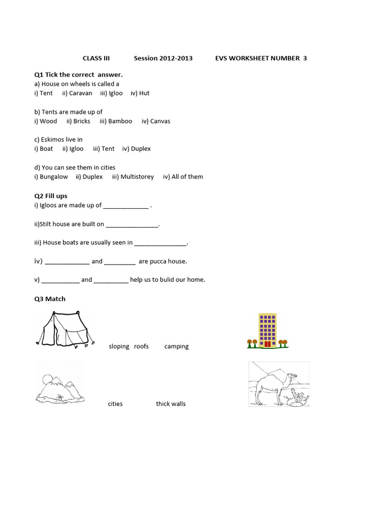 CBSE Class 3 EVS Practice Worksheet | PDF