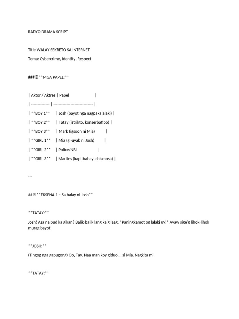 Radyo Drama Script 2 | PDF