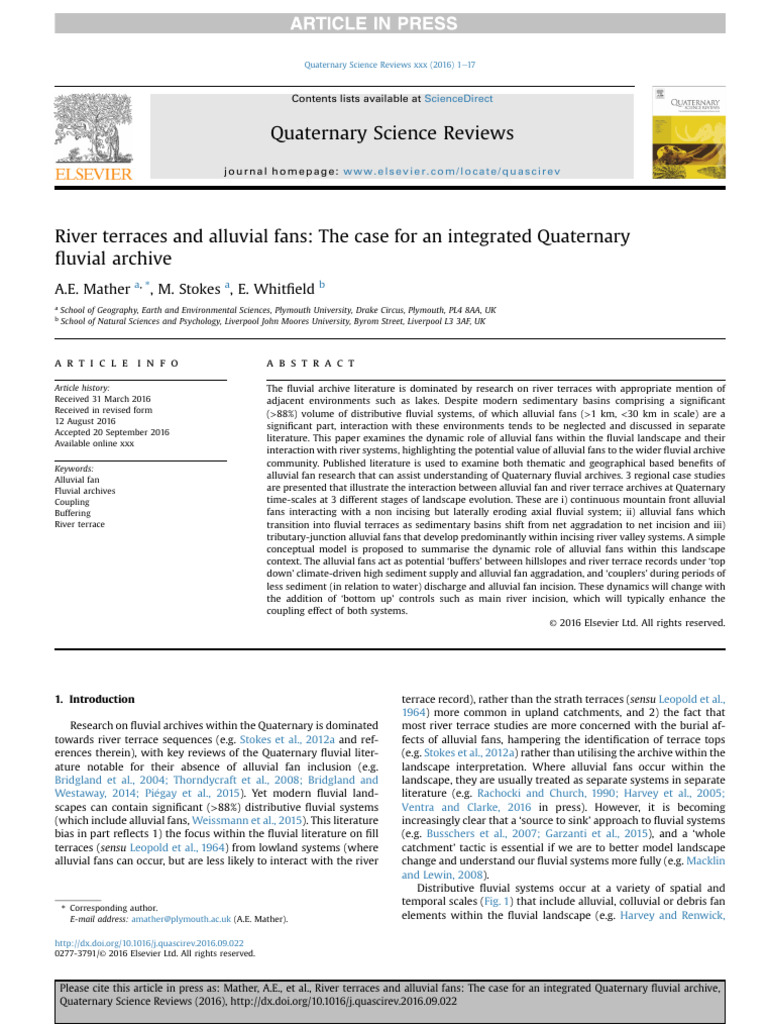 4. River Terraces and Alluvial Fans | PDF | Geomorphology | River