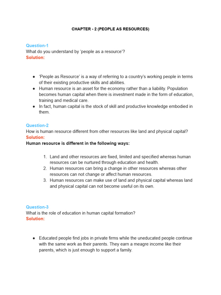 Chapter - 2 (People As Resources) | PDF | Unemployment | Underemployment