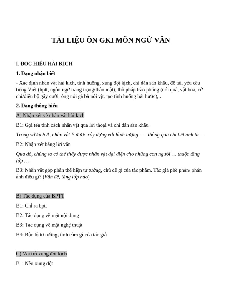 TÀI-LIỆU-ÔN-GKI-MÔN-NGỮ-VĂN (1) | PDF