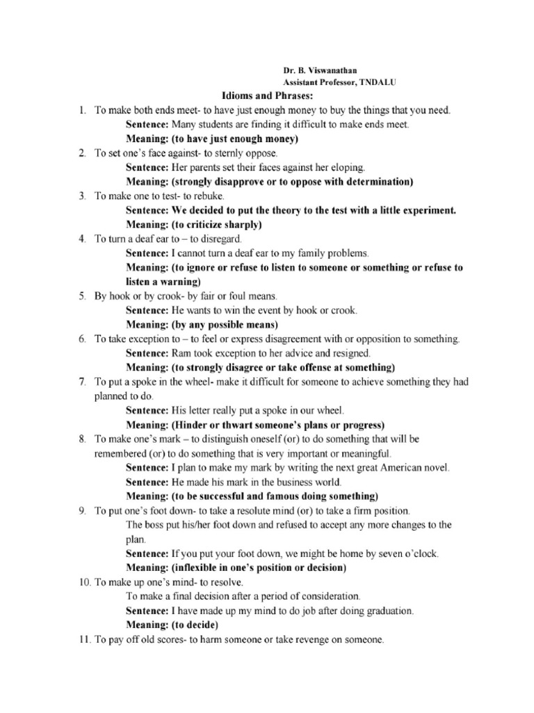 Idioms and Phrases(1) | PDF