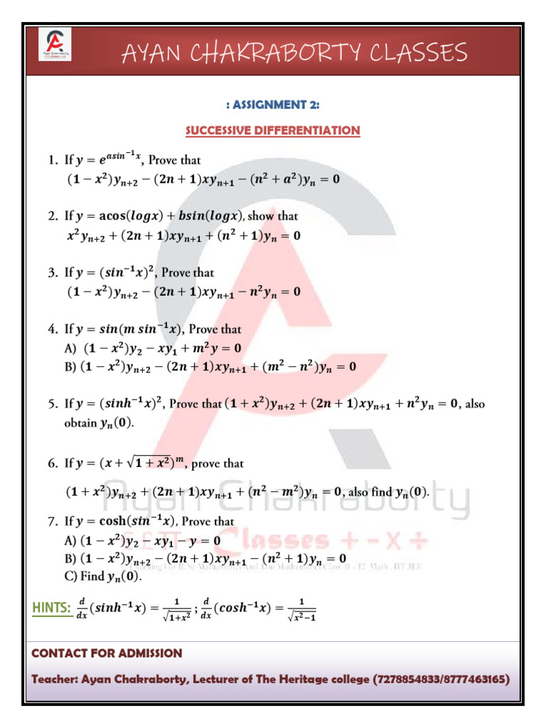 3223711-2239690-Assignment 2 Successive Differentiation | PDF