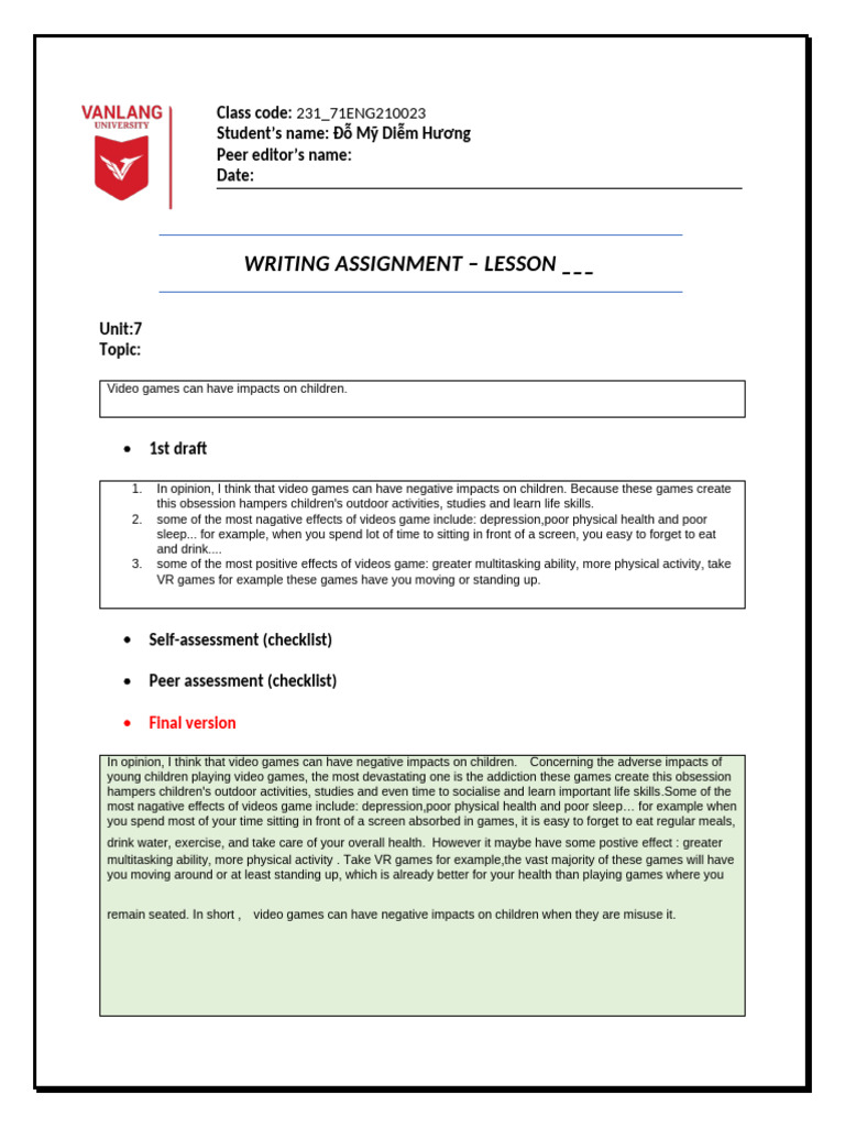 Template Writing Assignment | PDF