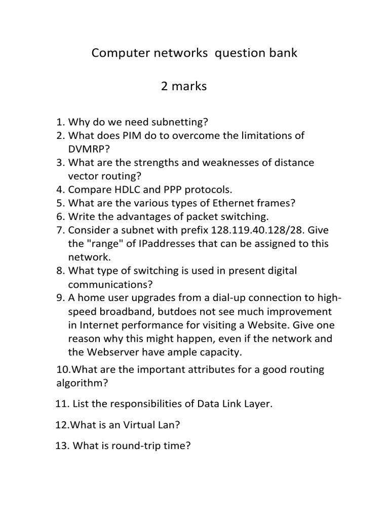 Computer Networks Question Bank | PDF | Computer Network | Routing