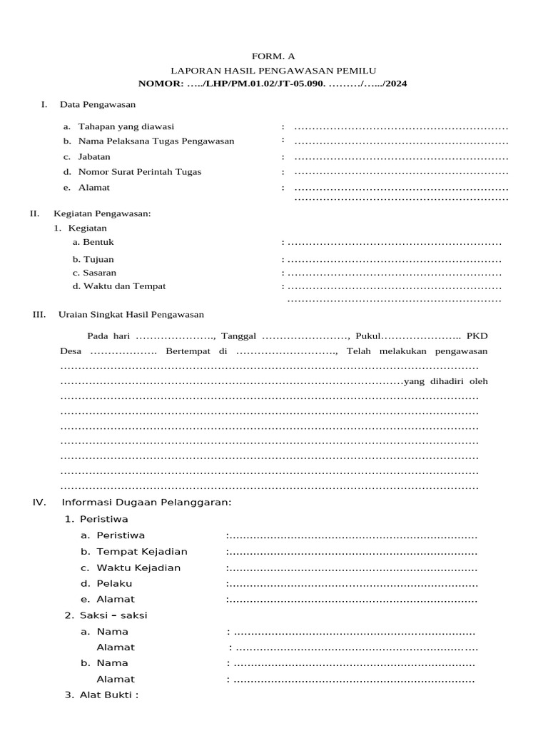 Form A Kosongan Desa | PDF