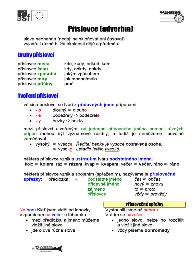 ___Příslovce_výklad vč. PL | PDF