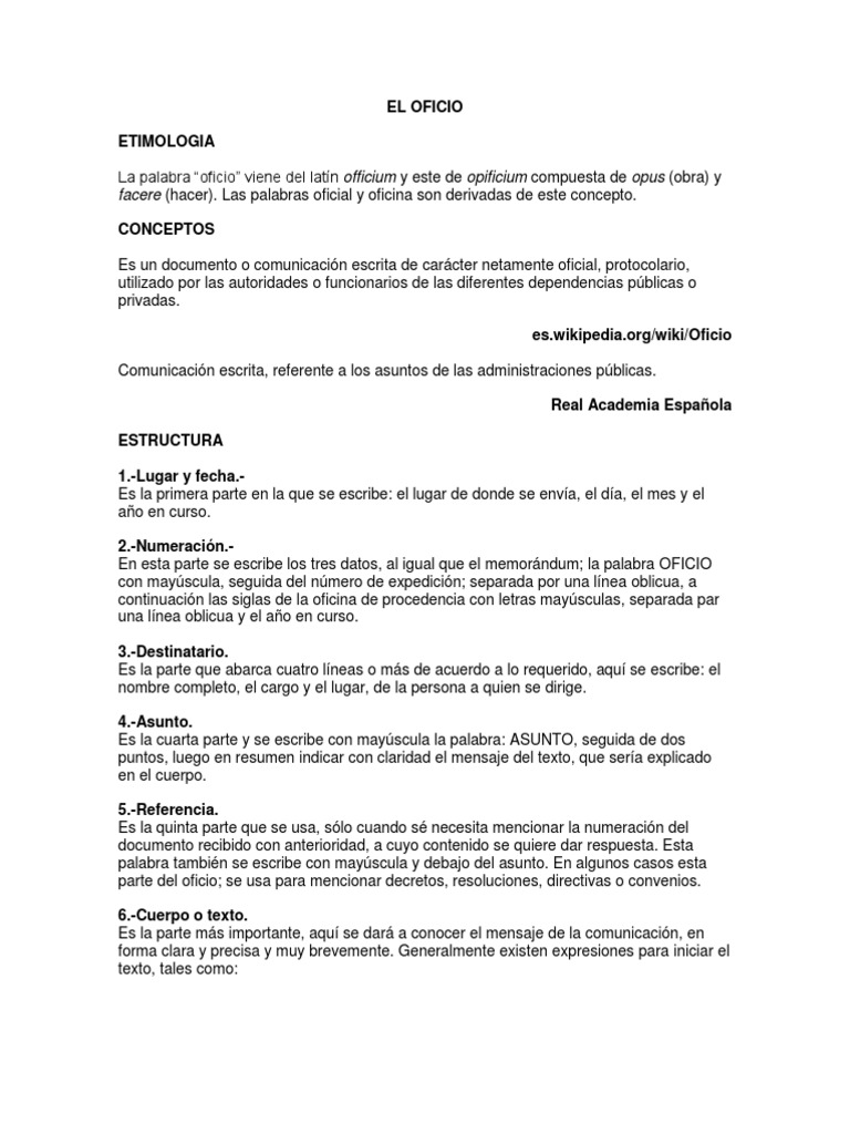 El Oficio | PDF | Palabra