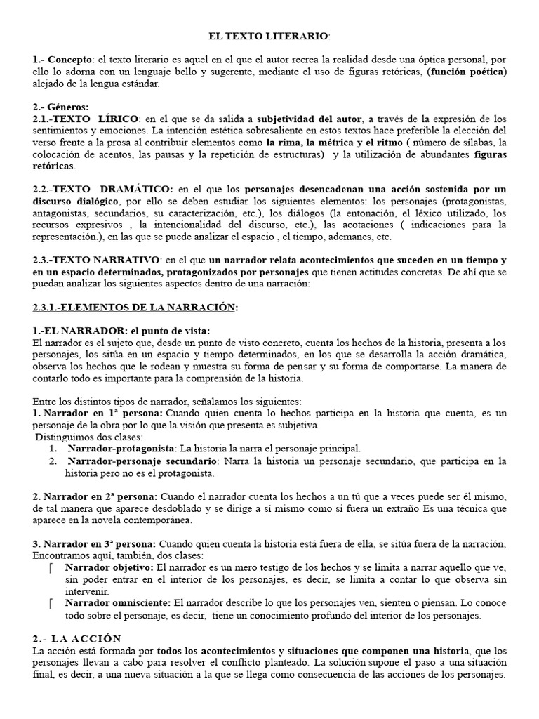 El Texto Literario | PDF | Narración | Hora