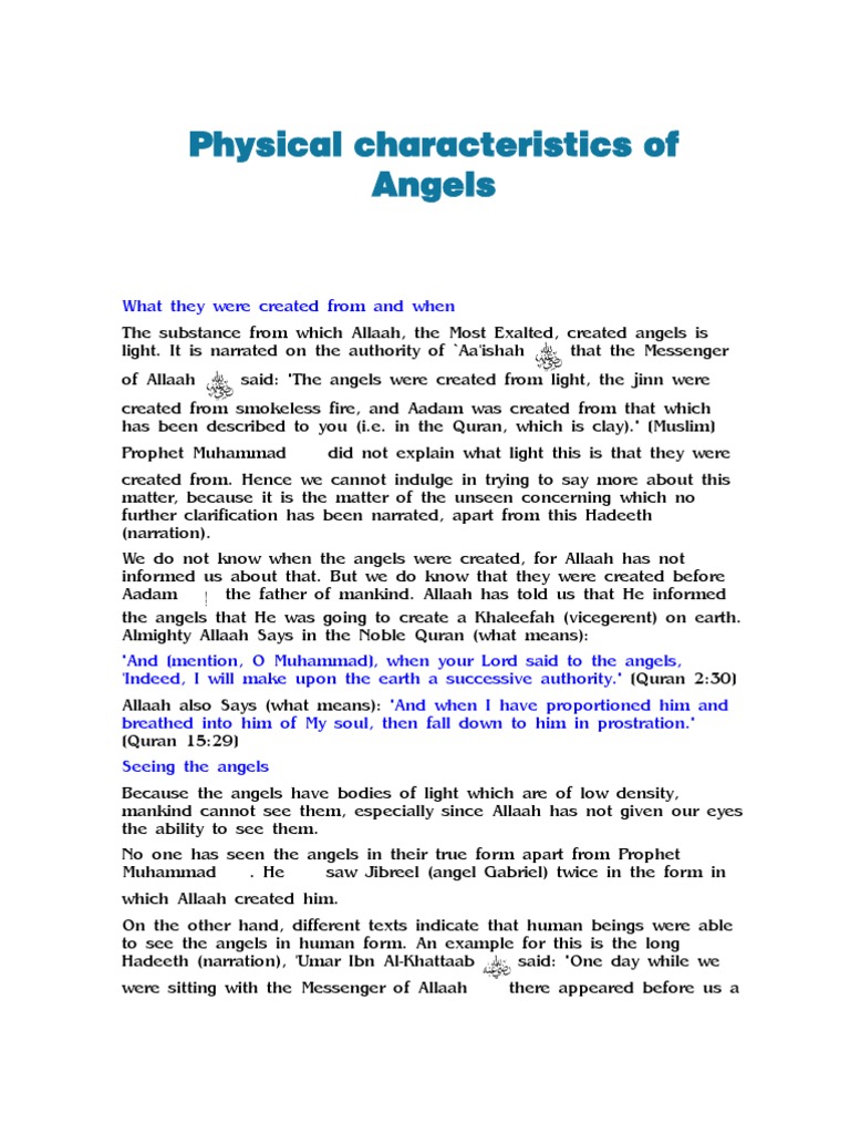 Physical Characteristics of Angels | PDF | History | Religion ...