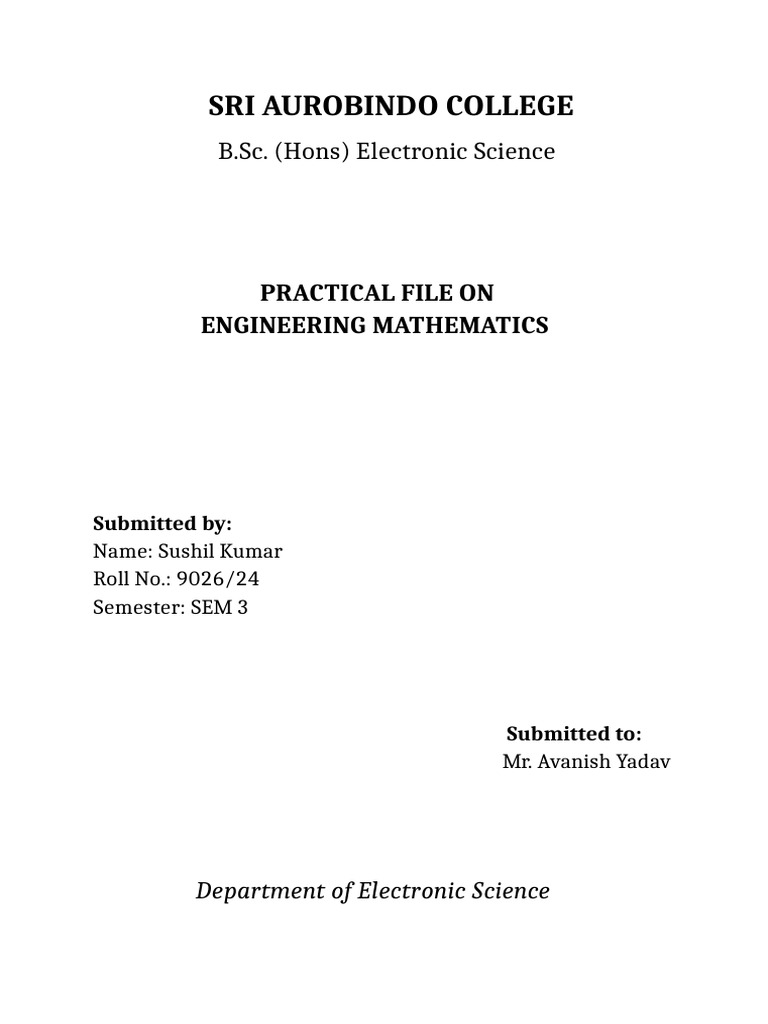 Engineering Mathematics Practical File | PDF | Exponential Function ...
