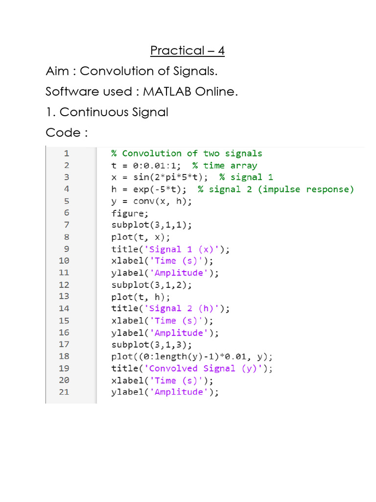 Convolution of Signals (Practical4) | PDF