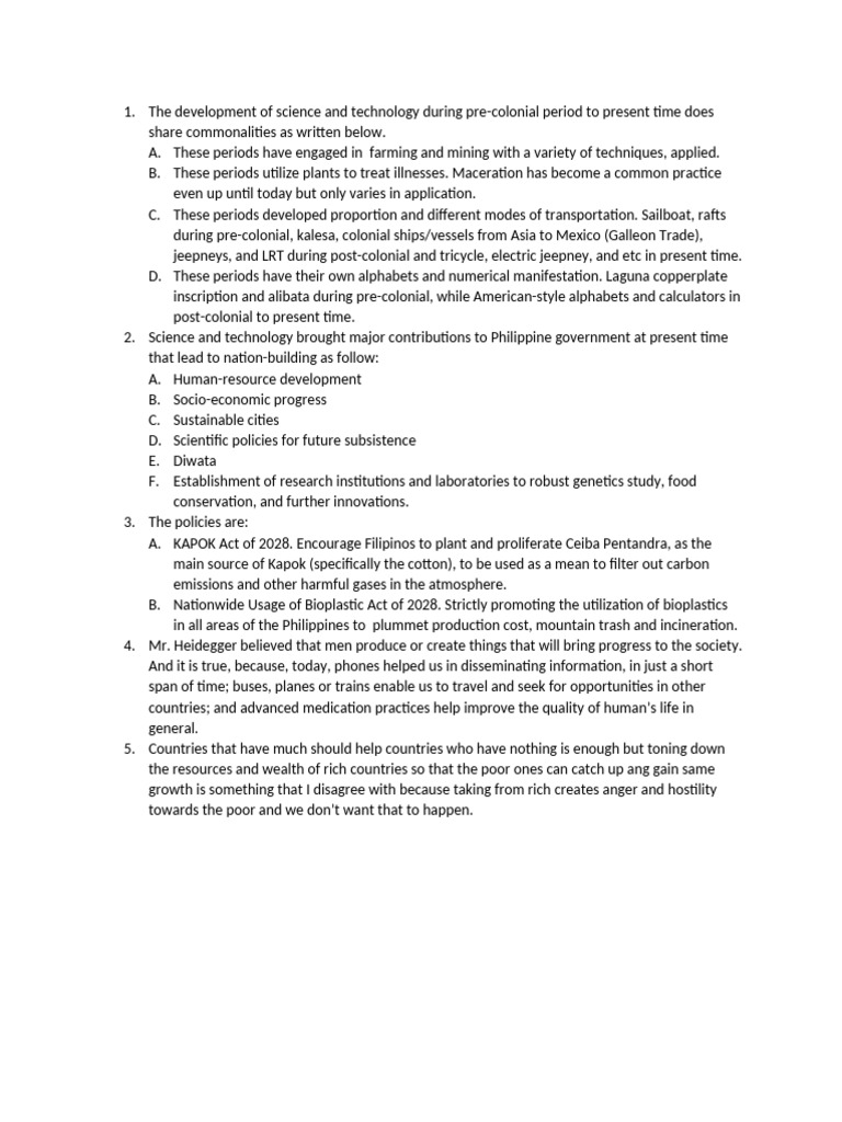 The Development of Science and Technology During Pre | PDF | Natural ...