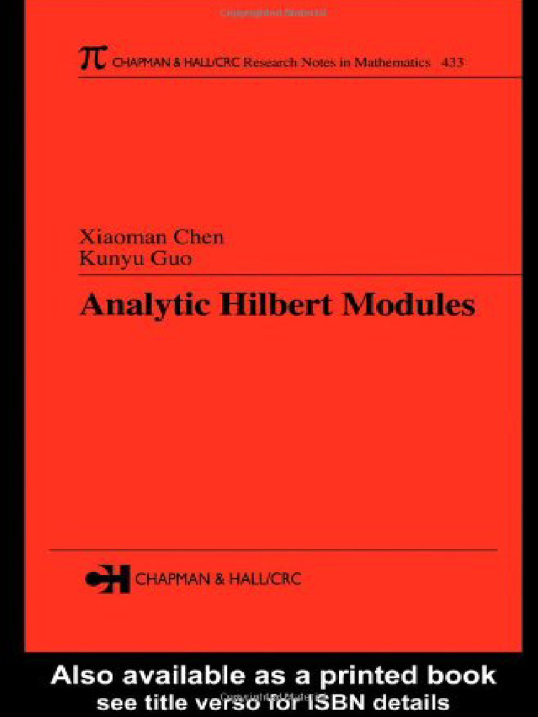 Analytic Hilbert Modules 1st Edition Xiaoman Chen Kunyu Guo | PDF | Interest | Marriage