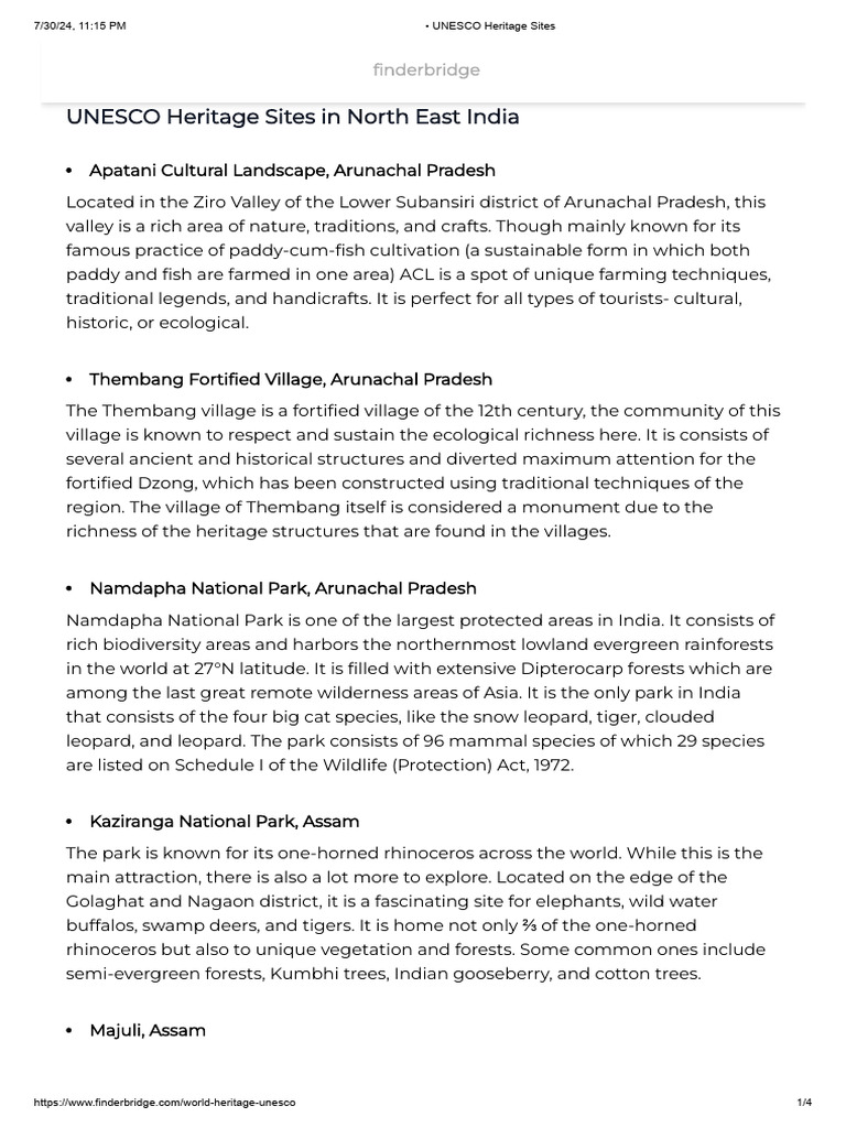 UNESCO Heritage Sites | PDF