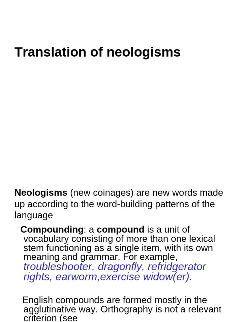 Neologism Translation Techniques Explained | PDF | English Language | Verb