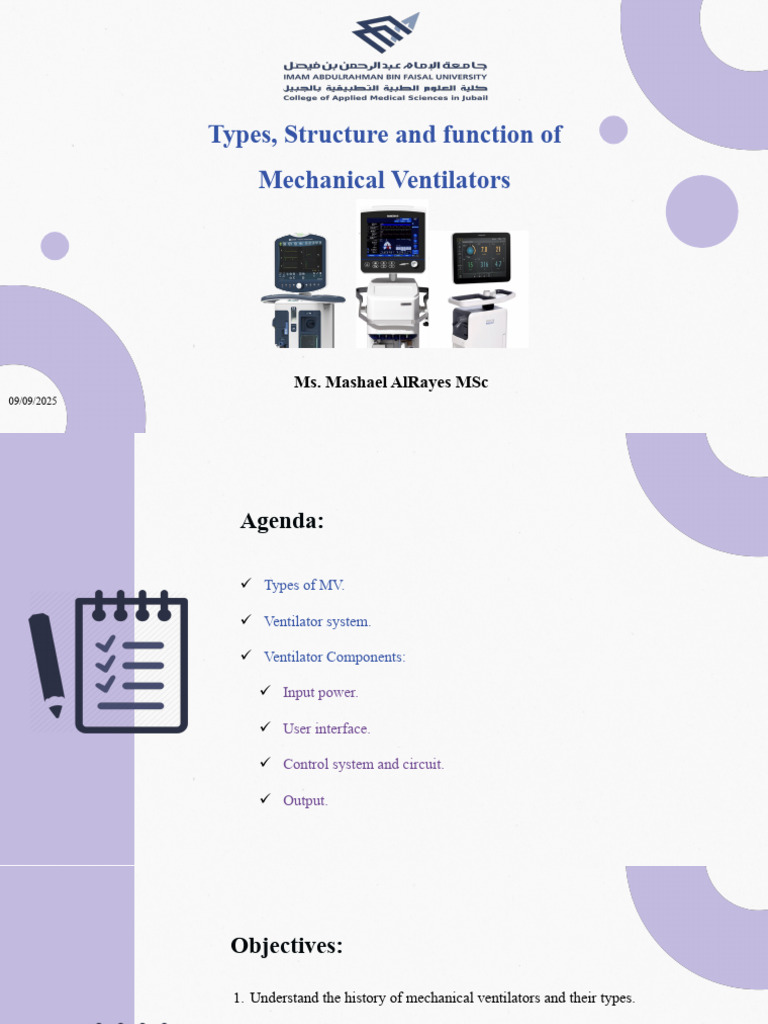 Components of Mechanical Ventilators | PDF | Electric Power | Respiration
