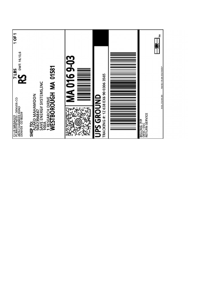 Denver - 1Z638EX69003063565 Return Label | PDF