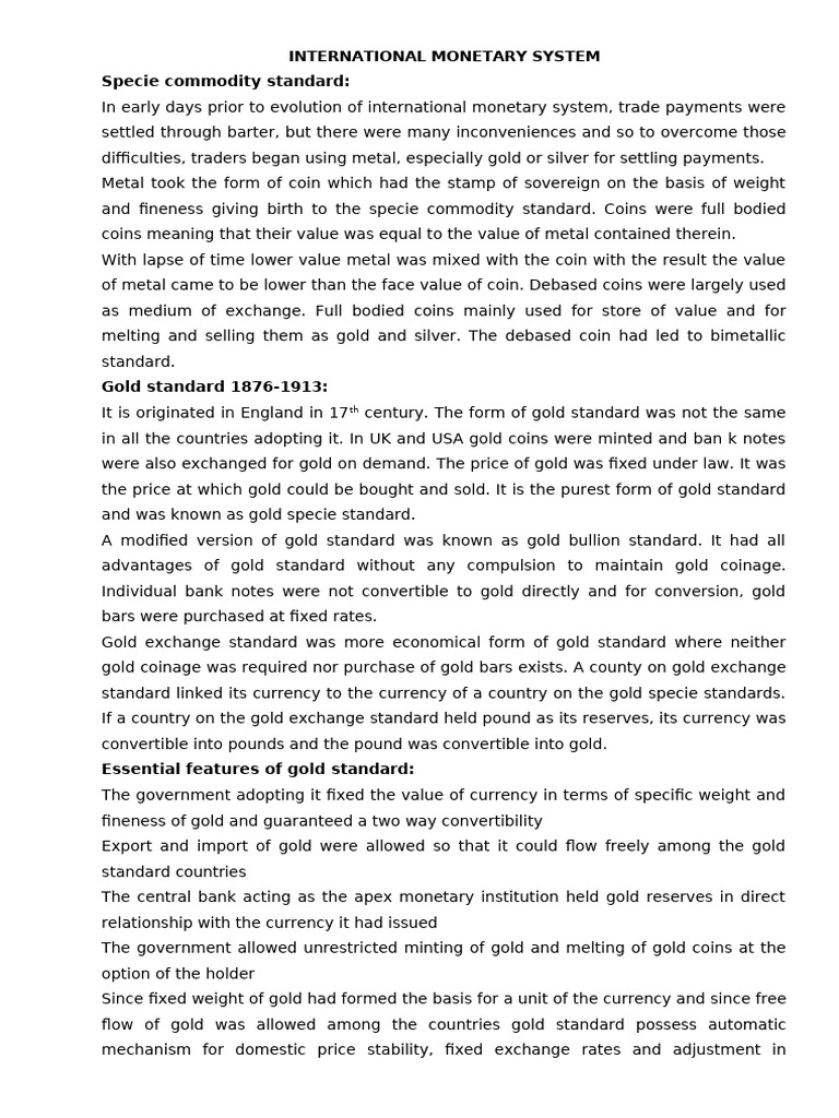 262460037 International Monetary System | PDF | Gold Standard ...