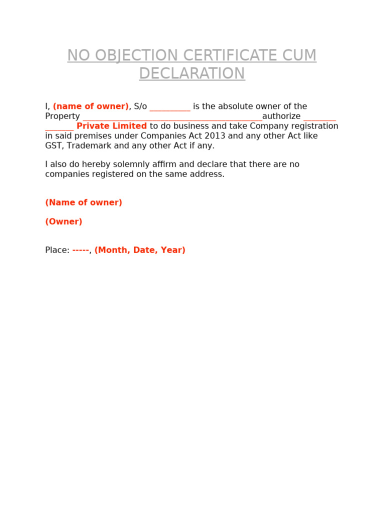 No Objection Certificate | PDF