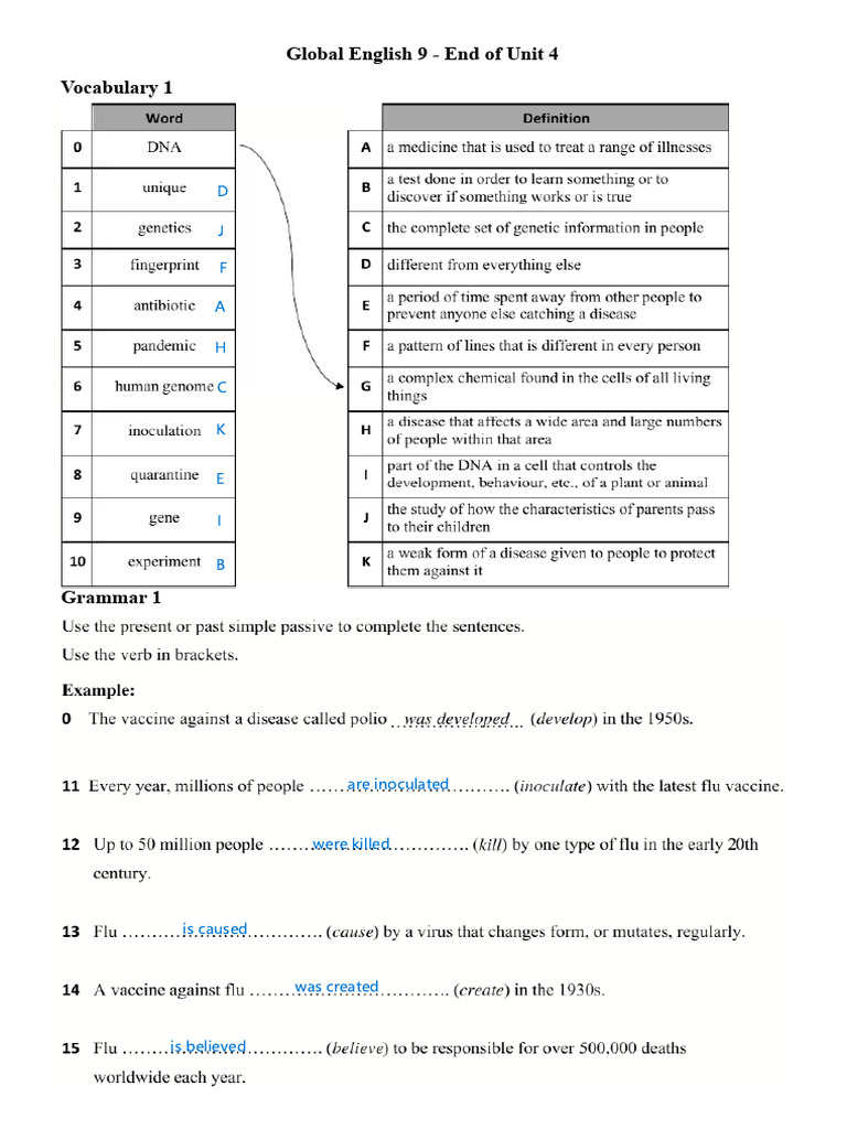 Global English 9 - End of Unit 4 | PDF
