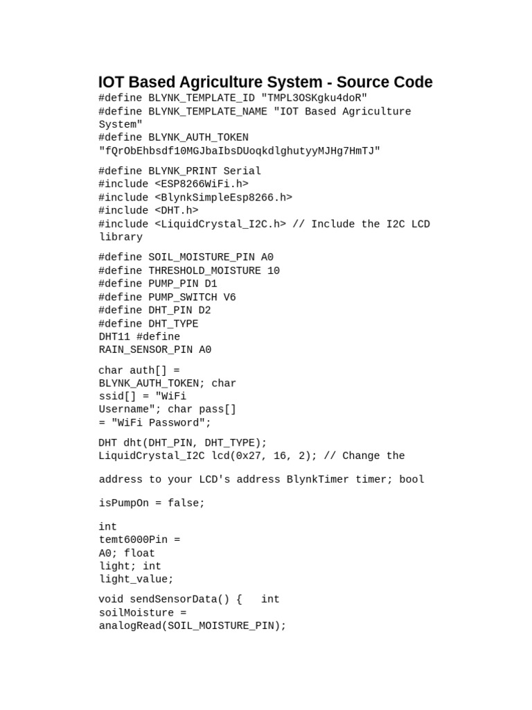 IOT Agriculture System Code | PDF | Computer Engineering