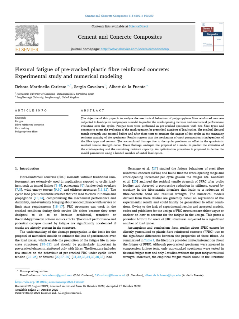 Flexural Fatigue of Pre-Cracked Plastic Fibre | PDF | Strength Of ...