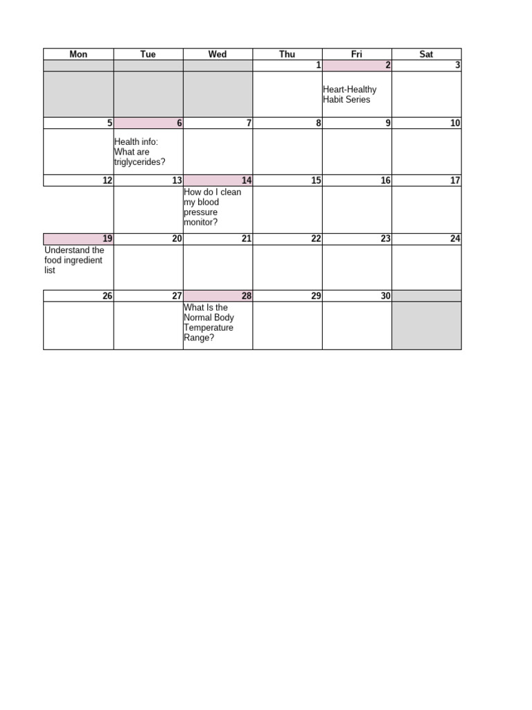 Omron Content Calendar - Aug 2019 (FINAL) DGT | PDF
