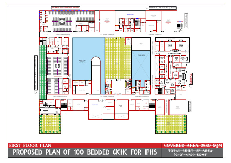 Hospital Floor Plan for 100 Beds | PDF | Toilet | Hygiene