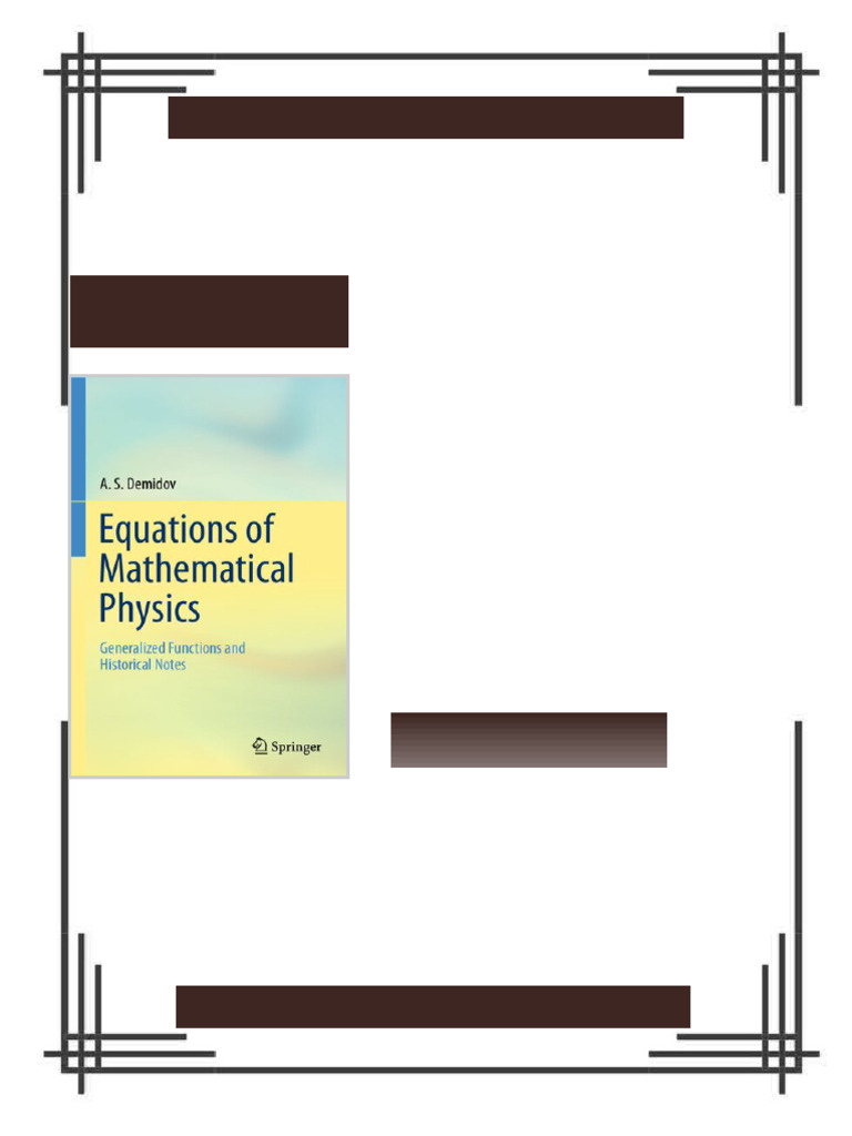 Equations of Mathematical Physics - Generalized Functions and ...