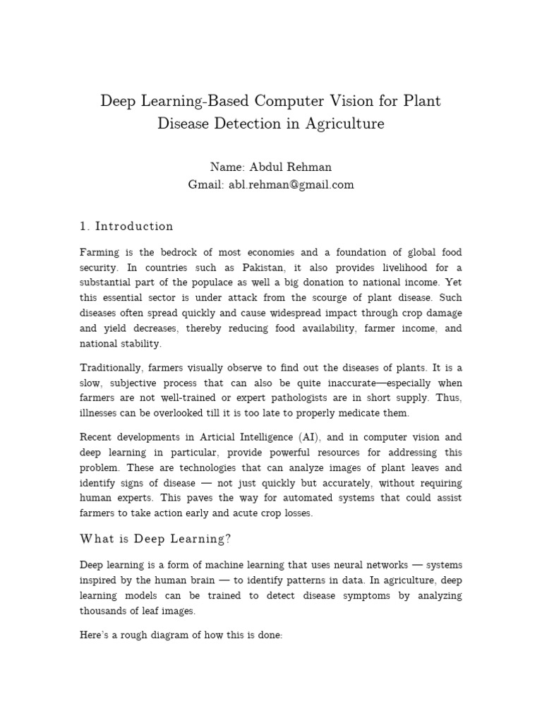 Deep Learning-Based Computer Vision For Plant Disease Detection in Agriculture | PDF | Deep ...