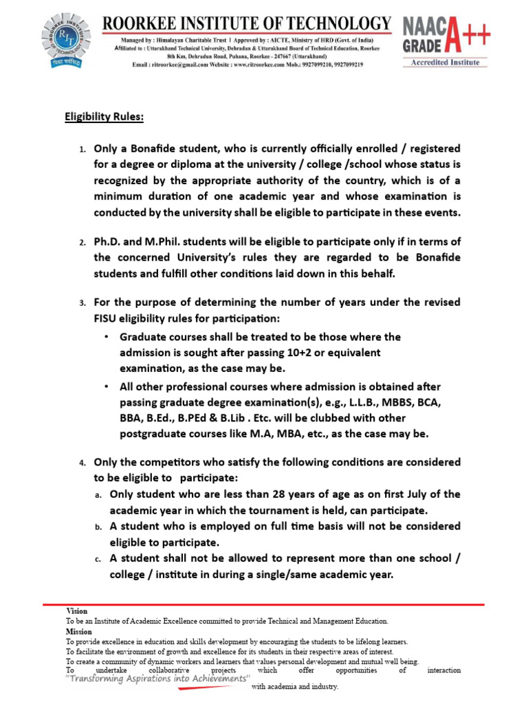 Eligibility and Rules for Sports Events | PDF | Postgraduate Education ...