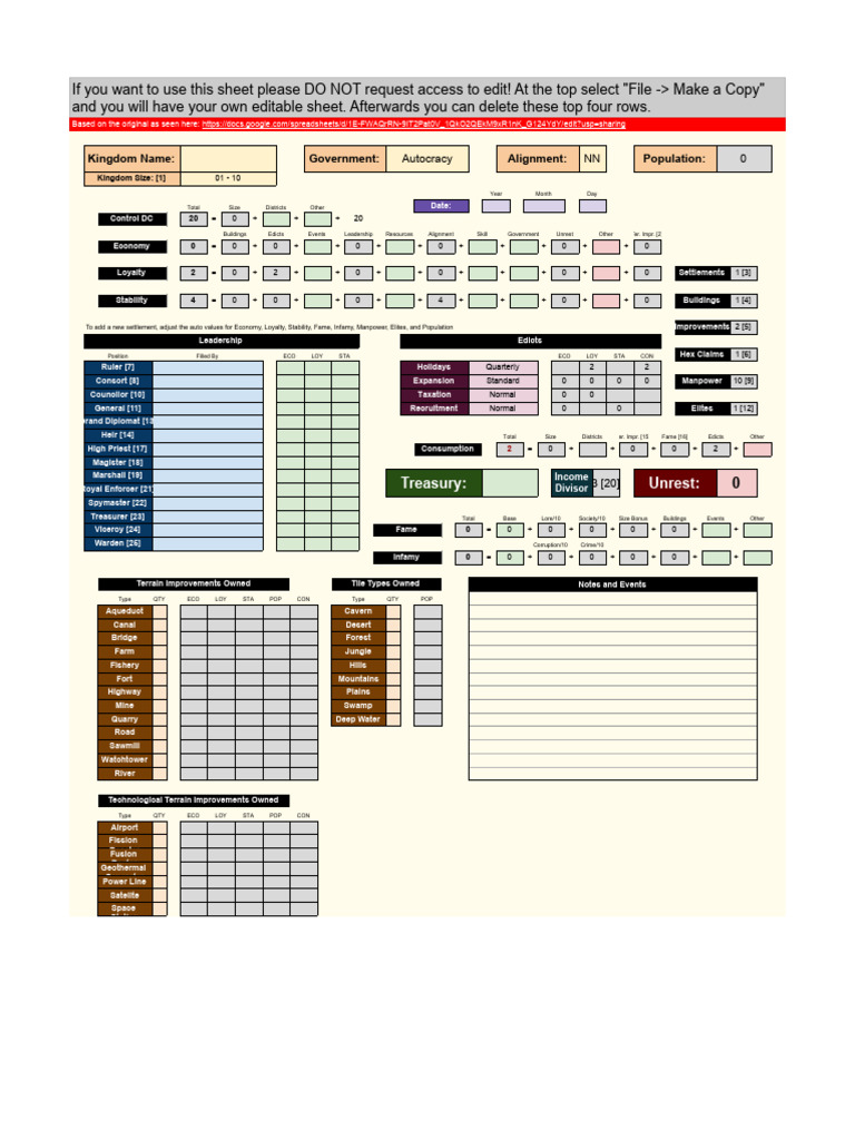 Kingdom Management Spreadsheet Template | PDF | Taxes