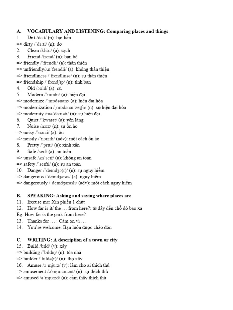 Vocabulary Review Unit 1 FF | PDF