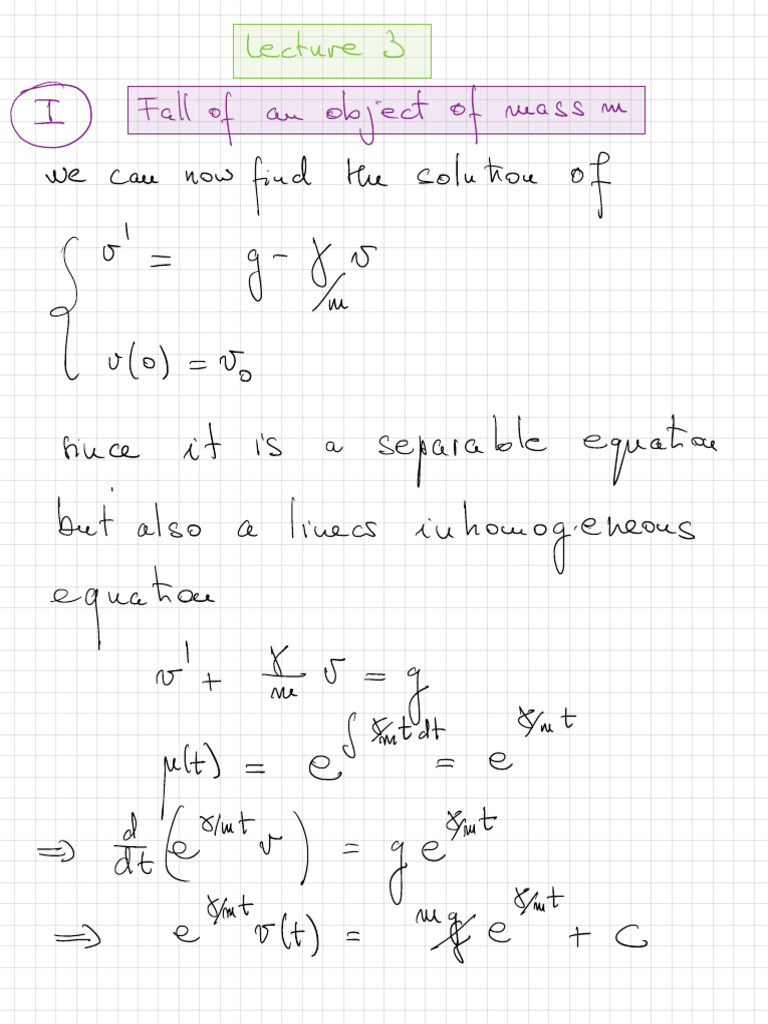 Dynamics of Falling Objects and Growth | PDF | Differential Equations ...