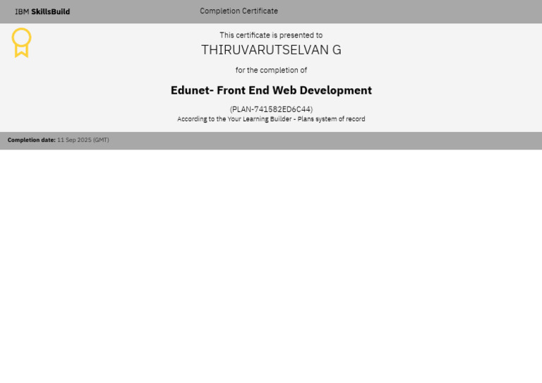 Edunet Front End Web Development Certificate | PDF
