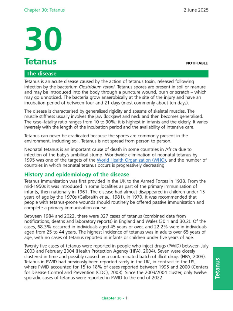 Tetanus Green Book Chapter 30-02-06 25 | PDF | Vaccines | Medicine