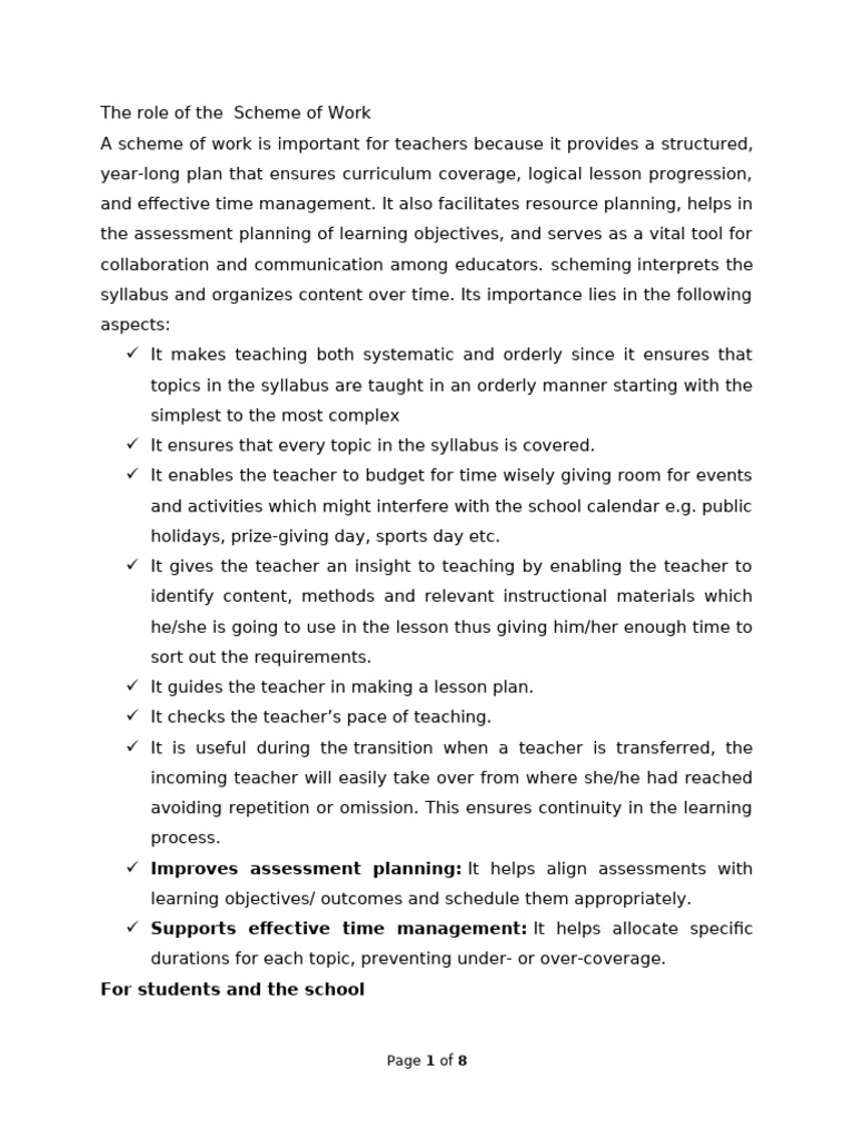 Importance of Schemes and Lesson Plans | PDF | Lesson Plan ...