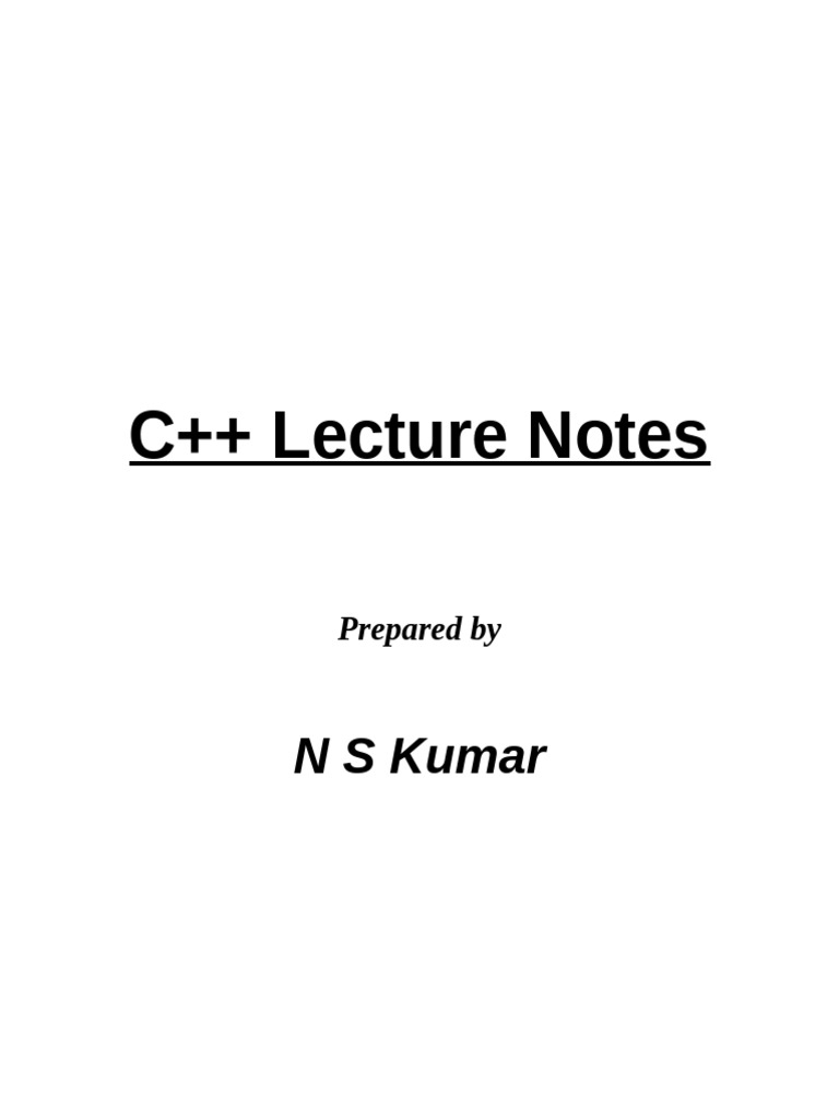 C++ Lecture Notes Overview | PDF | Class (Computer Programming ...