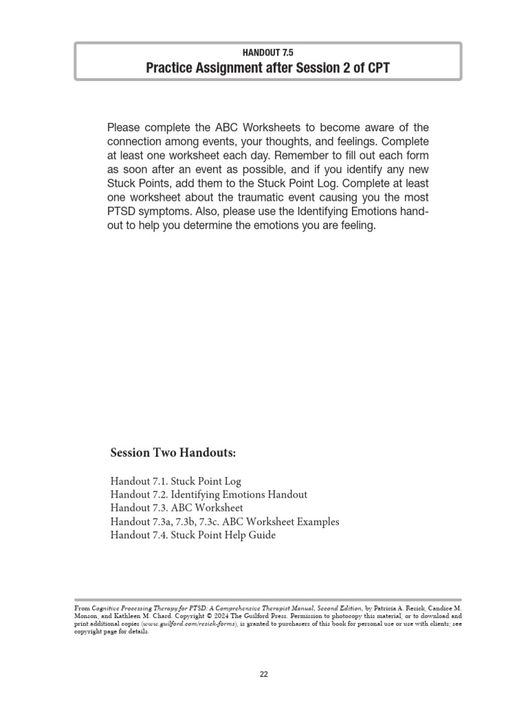 CPT Session 2 Practice Handouts | PDF | Behavioural Sciences | Mental ...