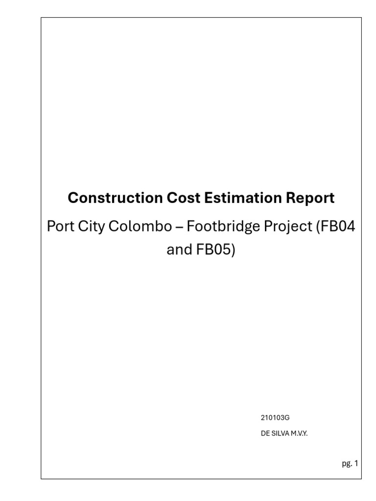 Port City Colombo Footbridge Cost Estimate | PDF | Concrete | Civil ...