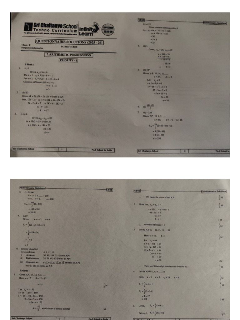 Arithmetic Progression Solutions | PDF