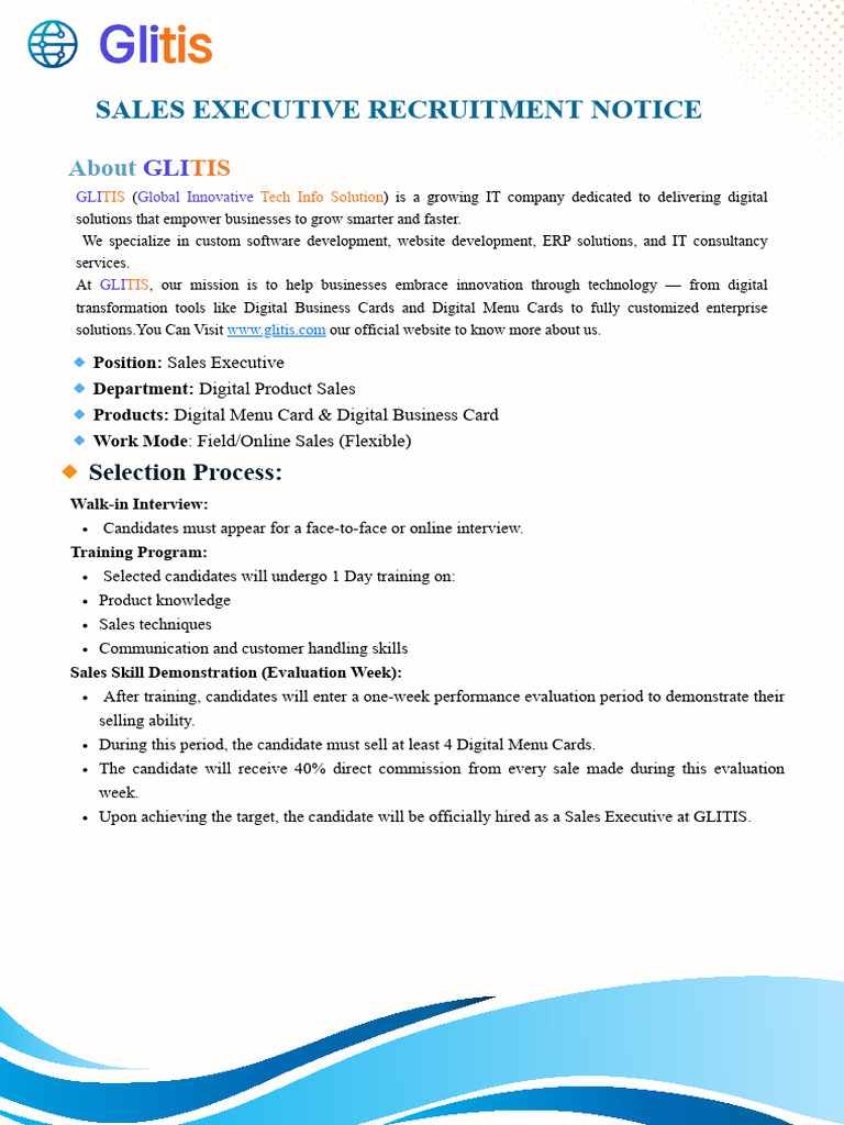 Sales Executive Recruitment Notice | PDF | Business
